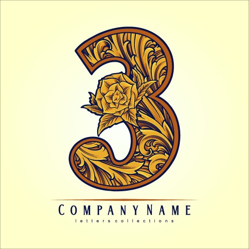 Floral Number Monogram Vector Images (over 620)