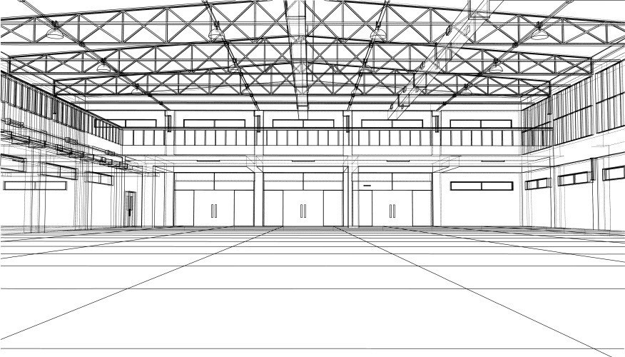 3d room corner with perspective grid interior Vector Image