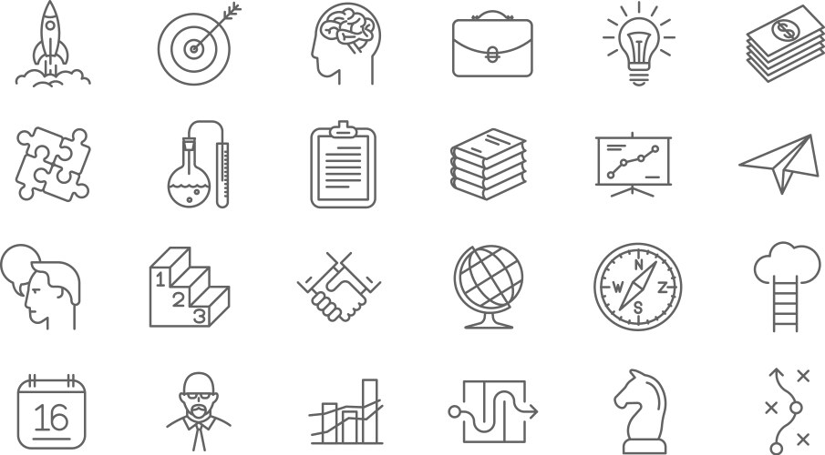 Cognitive process icons collection Royalty Free Vector Image