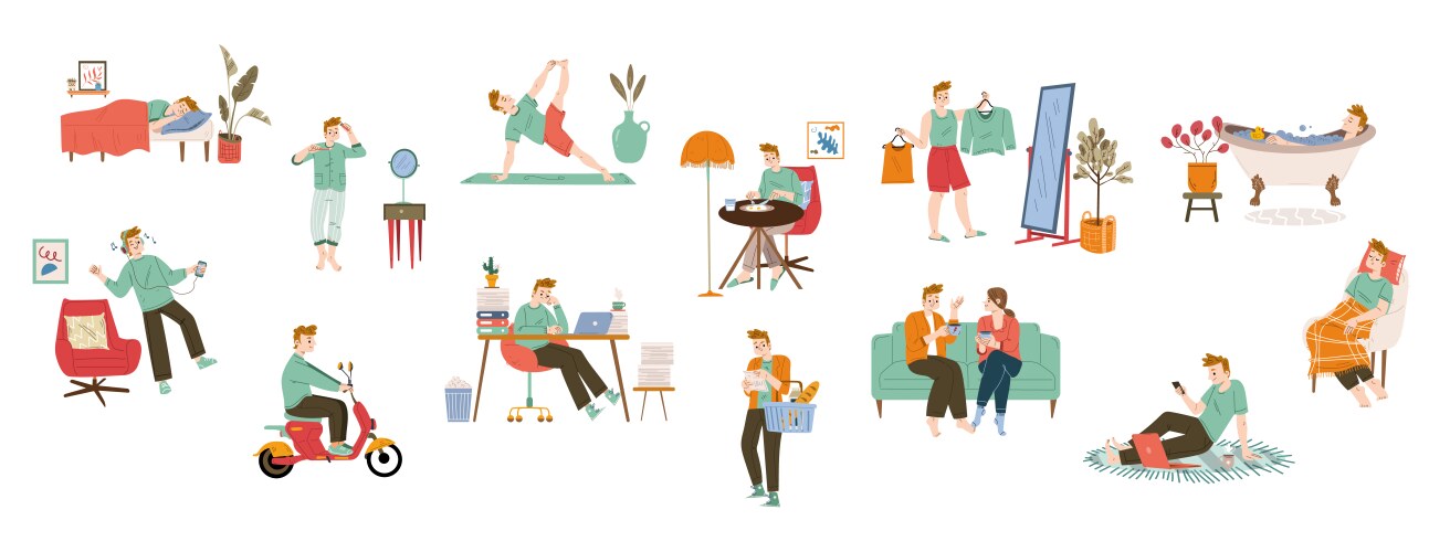 Everyday woman routine female daily activities Vector Image