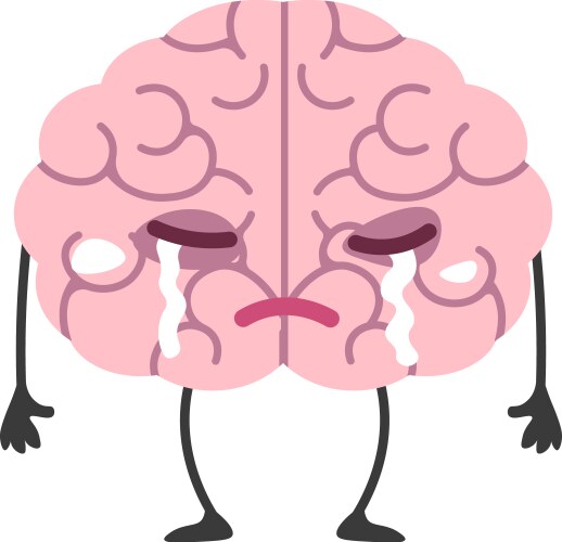 Tired brain character fell asleep exhausted mind Vector Image