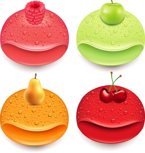 Many fresh juice drops background with fruits Vector Image