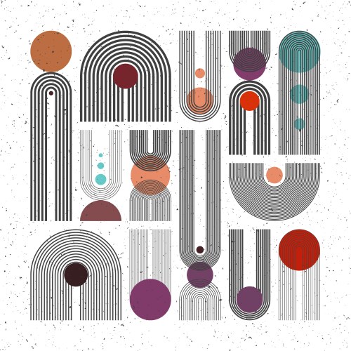 Mid century arch and circle elements modern Vector Image