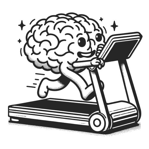 Brain character jogging on treadmill Royalty Free Vector