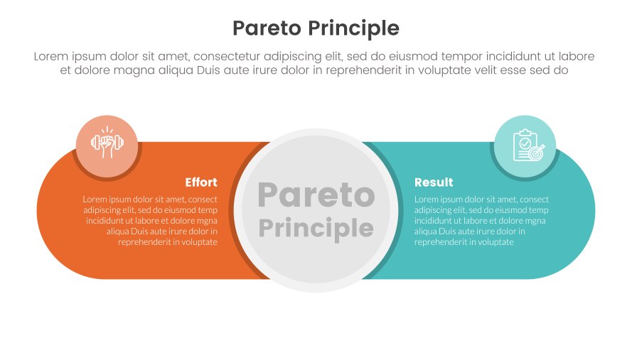 Pareto principle comparison or versus concept Vector Image