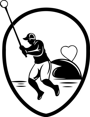Golf player with a club and red heart Royalty Free Vector
