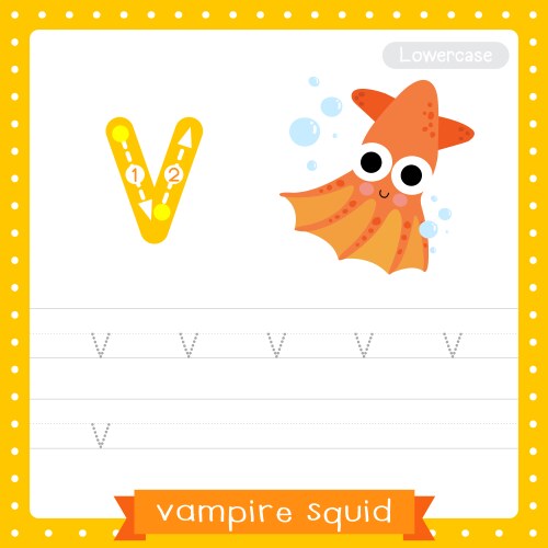 Letter v uppercase tracing practice worksheet Vector Image