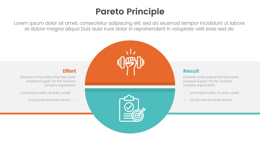 Pareto principle comparison or versus concept Vector Image