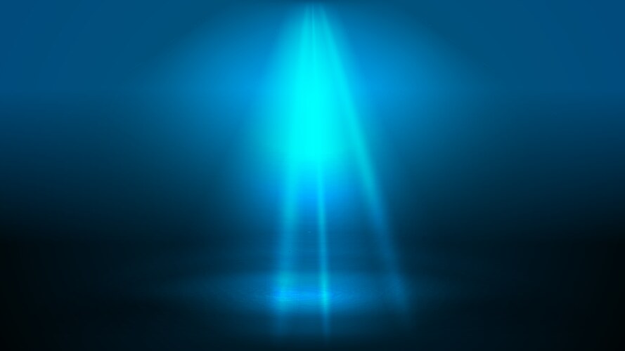 Blue rays rising on dark background with space Vector Image