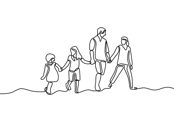 Abstract family hands parents and children line Vector Image
