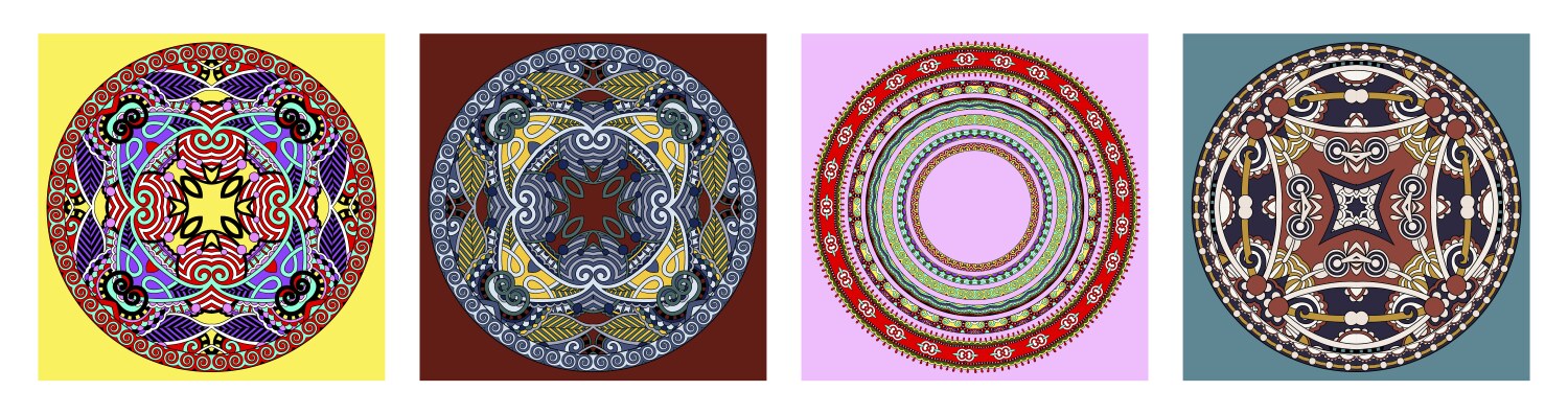 Decorative design of circle dish template Vector Image