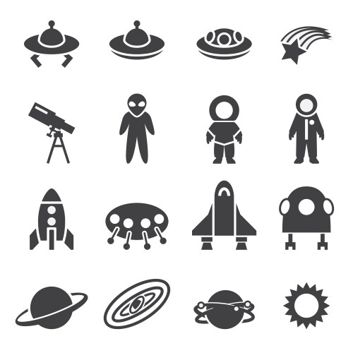 Space and ufo icons set Royalty Free Vector Image