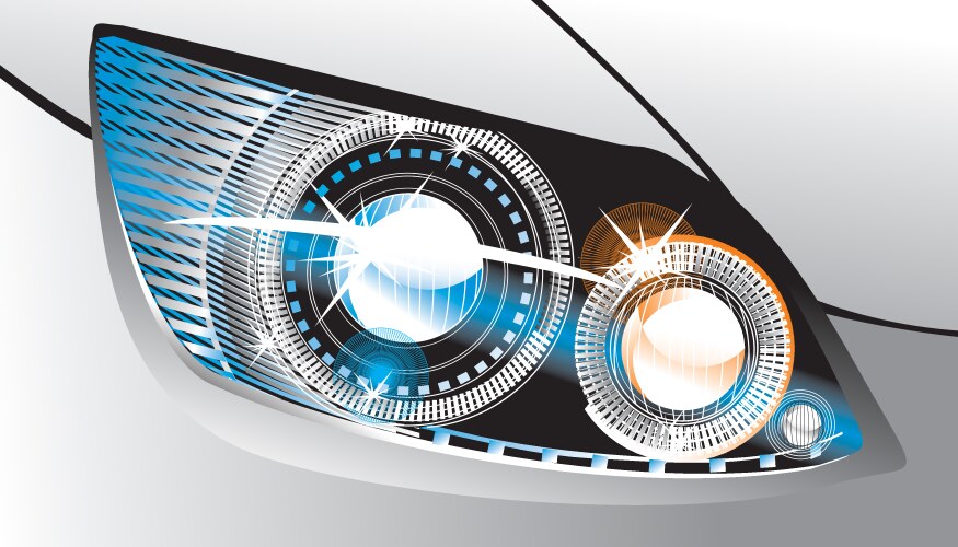 Round car headlight vintage Royalty Free Vector Image