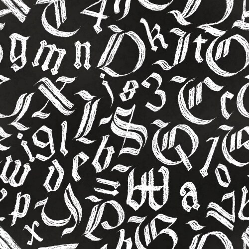 Old hand drawn gothic letters drawing with white Vector Image