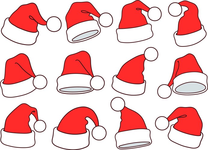 Santa hats design elements Royalty Free Vector Image