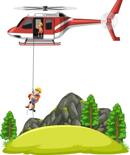 Emergency rescue helicopter icon cartoon style Vector Image