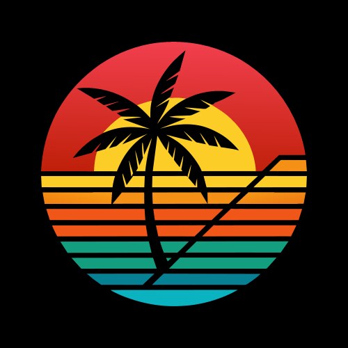 Retro wave pattern with sun vintage and nostalgic Vector Image