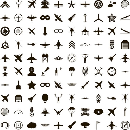 Aviation Icon Set - 100 Icons Royalty Free Vector Image