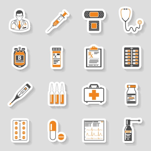 Big colorful sticker set with outline of save Vector Image