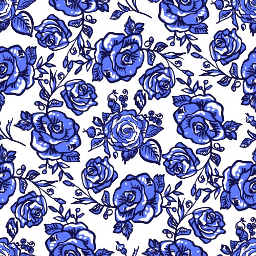 Blue flower pattern examples of chinese ornament Vector Image