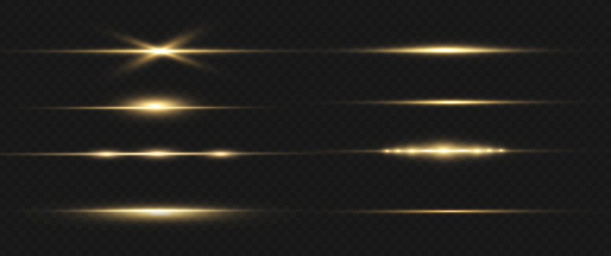 Golden glow line yellow horizontal light rays Vector Image