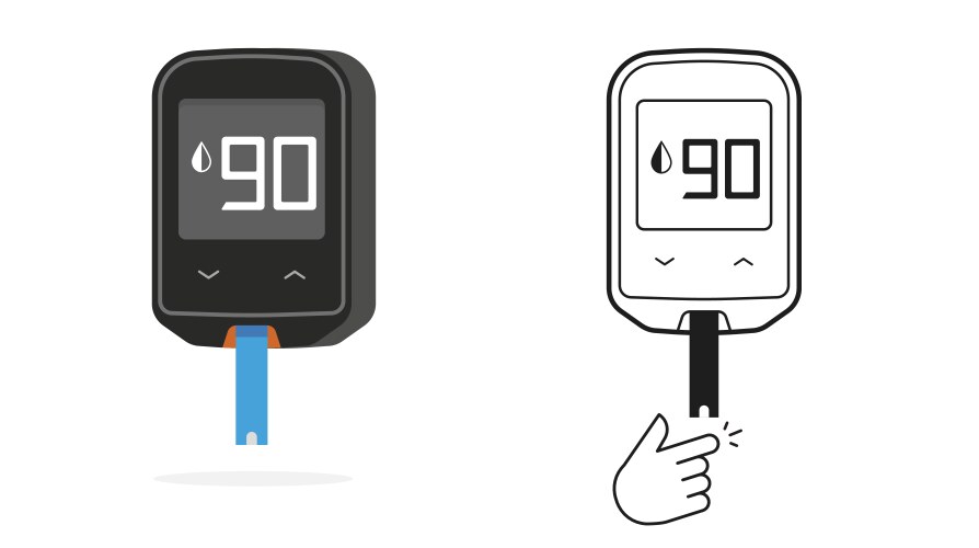 Glucose sugar test glucometer blood Royalty Free Vector