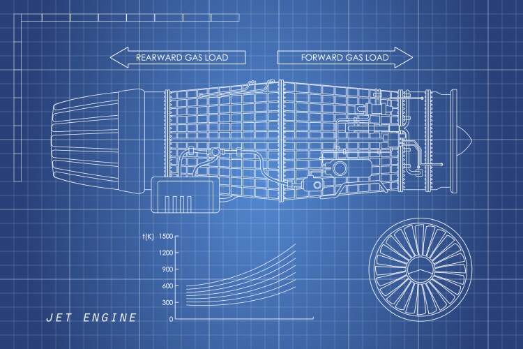 Aircraft in outline style blueprint plane Vector Image