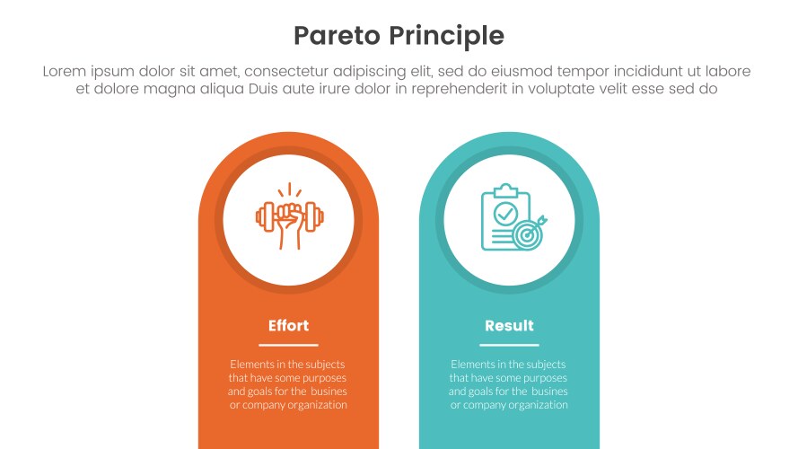 Pareto principle comparison or versus concept Vector Image