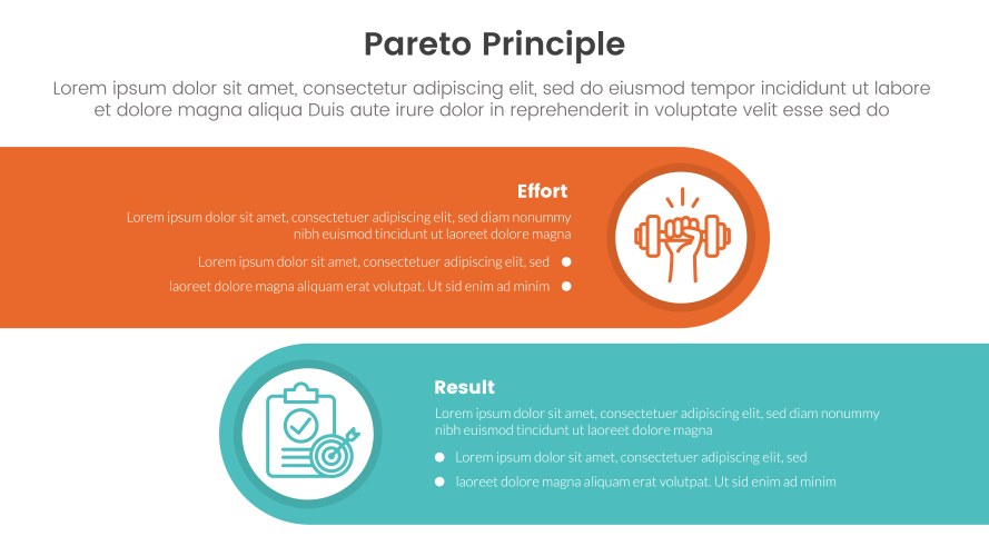 Pareto principle comparison or versus concept Vector Image