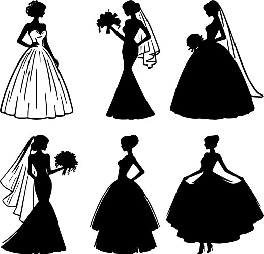 Princess silhouette set Royalty Free Vector Image