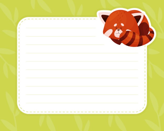 Empty note card with cute red panda character Vector Image