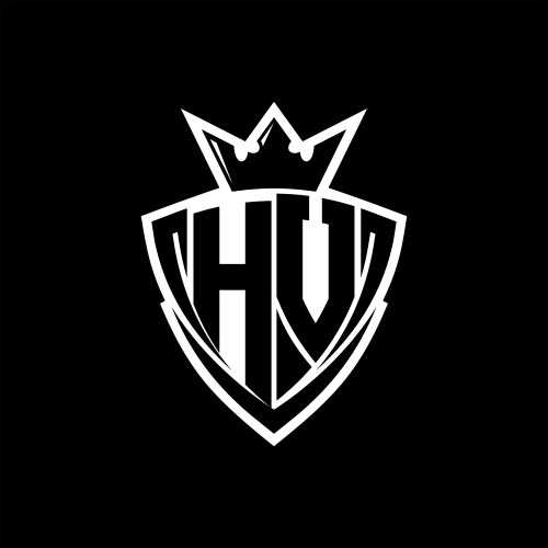 Hv letter logo with sharp triangle shield shape Vector Image