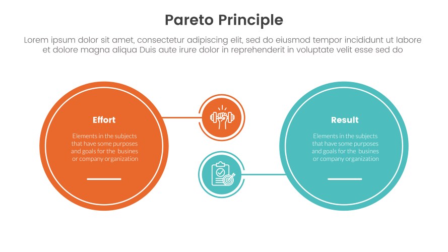 Pareto principle comparison or versus concept Vector Image
