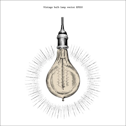 Vintage bulb lamp hand drawing engraving style Vector Image
