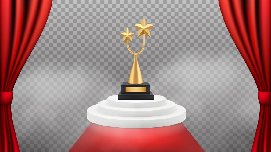 Realistic award podium 3d pedestal with gold Vector Image