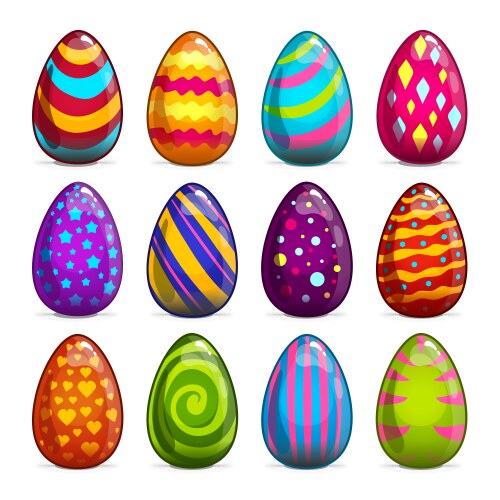 Cartoon colorful easter eggs with patterns Vector Image