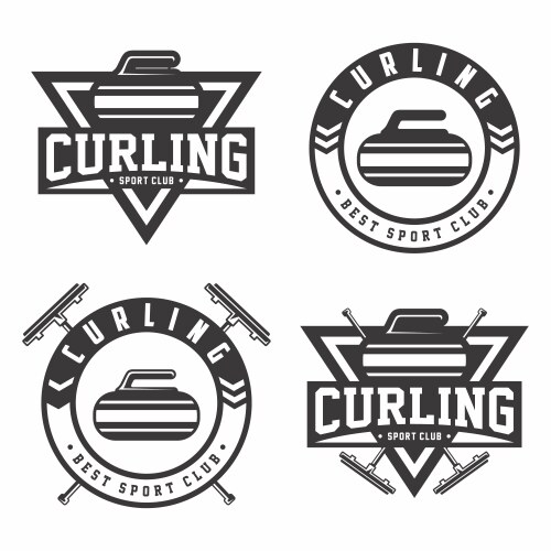 Curling logo collection emblem set collections Vector Image