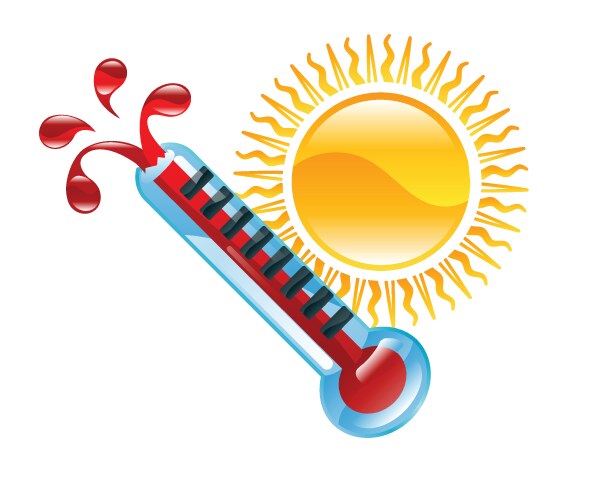 Thermometer with sun hot weather Royalty Free Vector Image