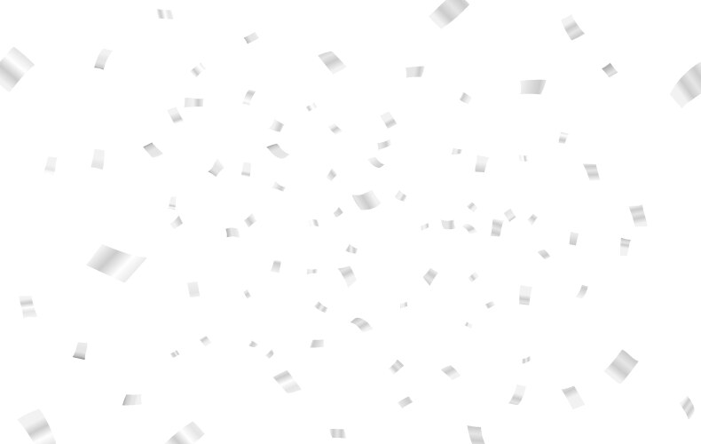 Silver confetti and ribbon isolated on transparent