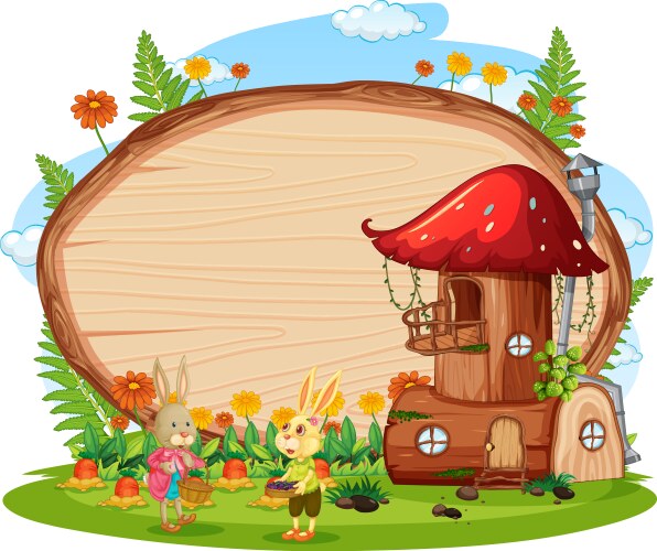 Boy are playing with three rabbits Royalty Free Vector Image