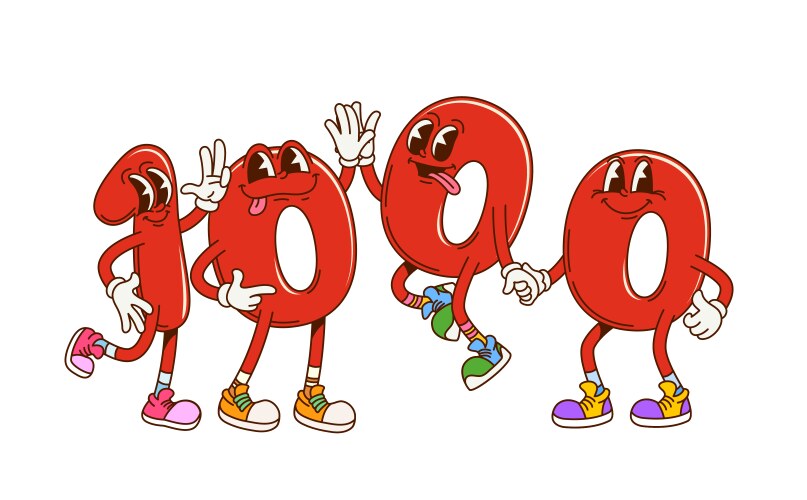 Set of cute number characters math symbols Vector Image