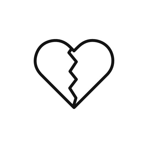 Heart crack icon isolated on white background Vector Image