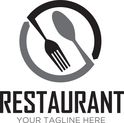 Restaurant sign with plate fork and knife Vector Image