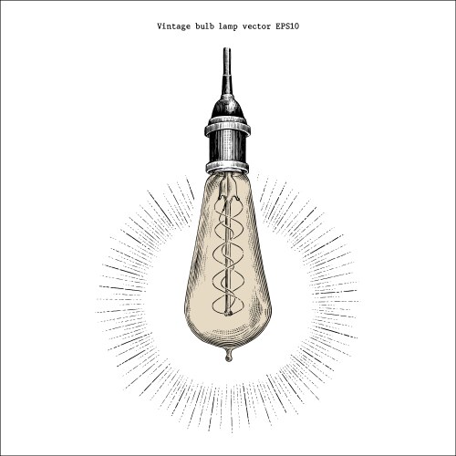 Vintage bulb lamp hand drawing engraving style Vector Image