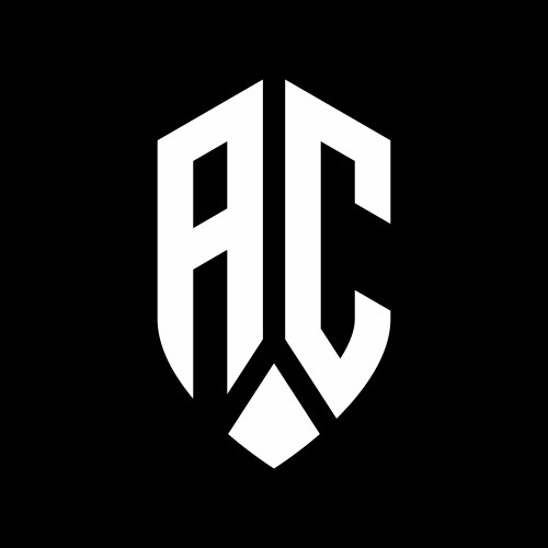 Ac logo monogram shield shape with crown design Vector Image