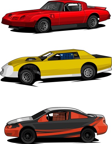 Bundle set stock car racing Royalty Free Vector Image