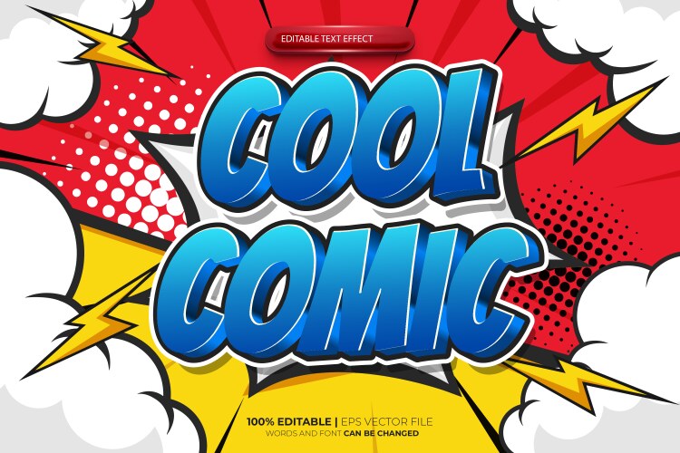 Simple super comic cartoon book text effect Vector Image