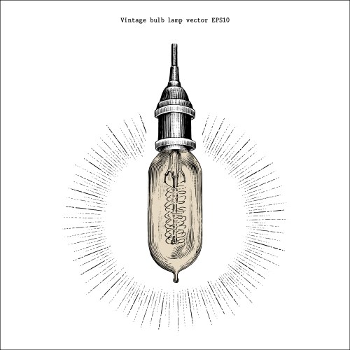 Vintage bulb lamp hand drawing engraving style Vector Image