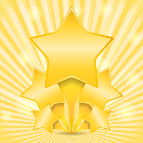 Golden stars with light effect background Vector Image