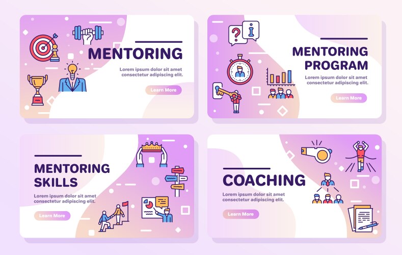 Mentoring concept with icons Royalty Free Vector Image